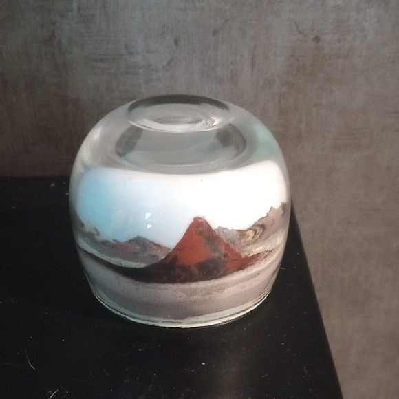 Accents | Glass Sand Art Paperweight With Mountain Scene | Poshmark
